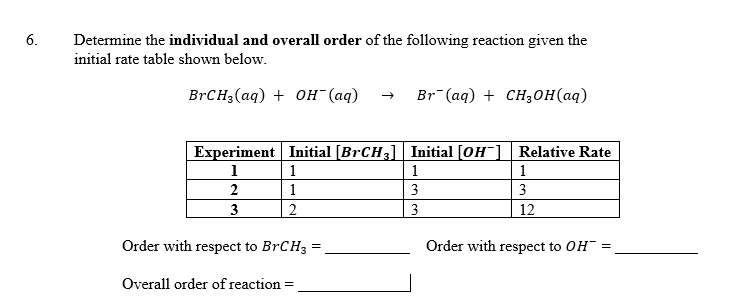 Solved Determine the individual and overall order of the | Chegg.com