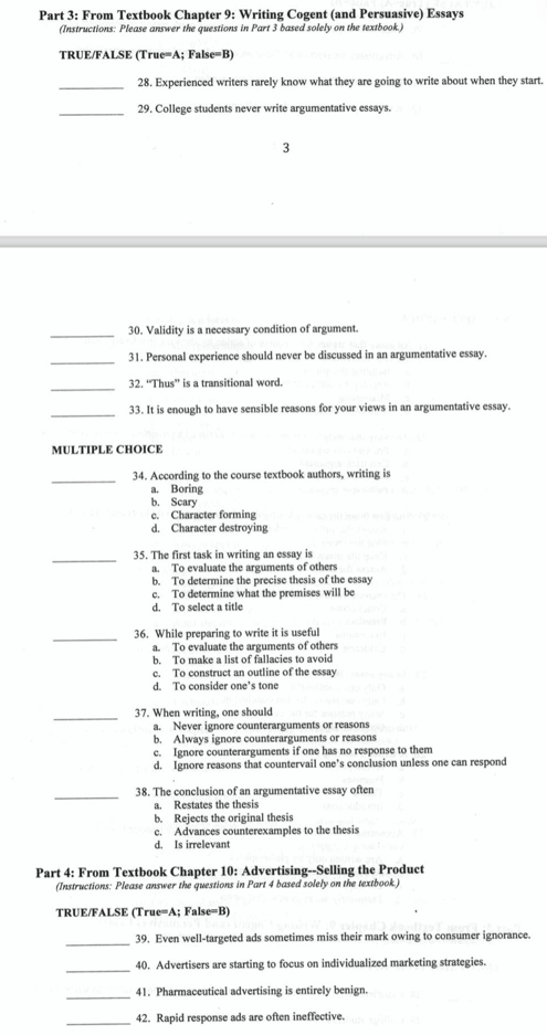 Solved Part 3: From Textbook Chapter 9: Writing Cogent (and | Chegg.com