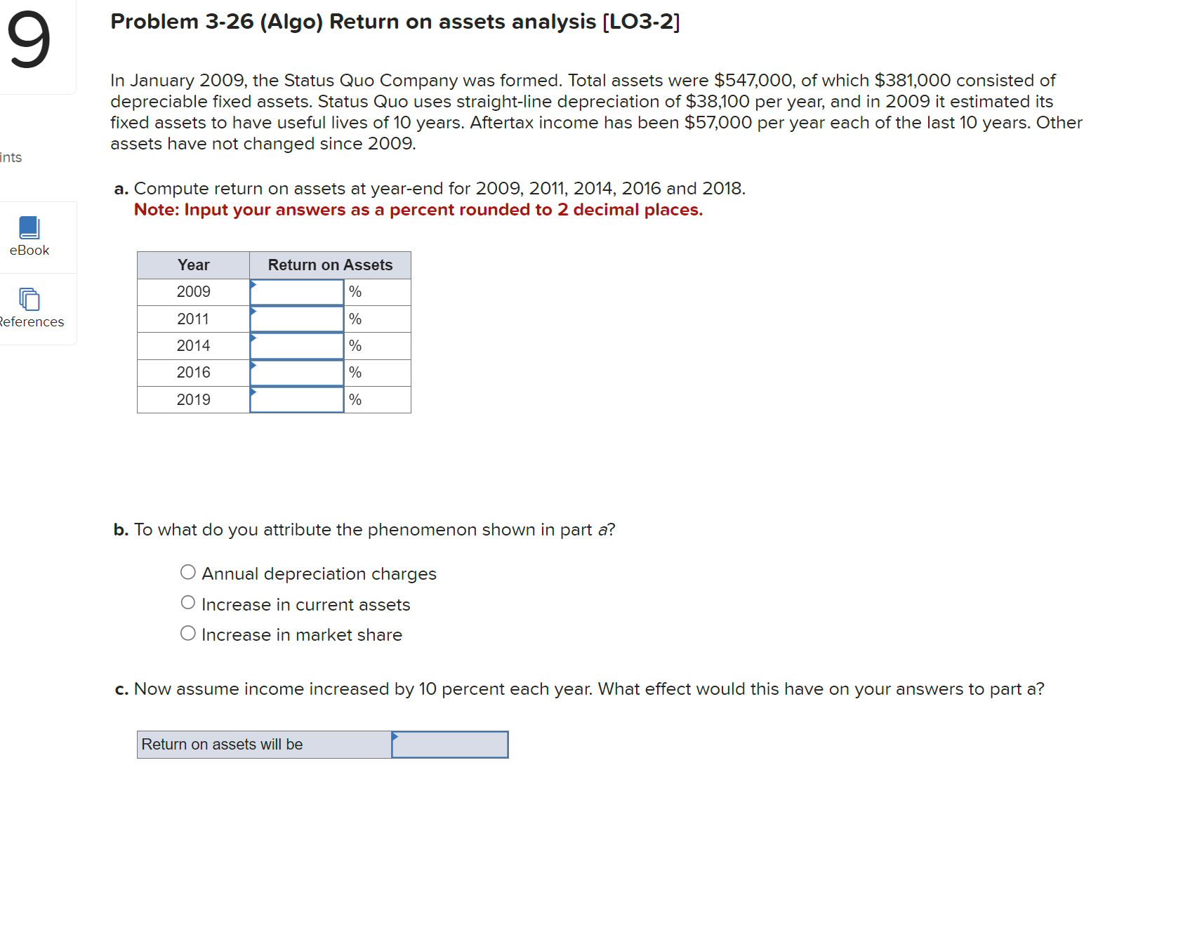 Solved Problem 3-26 (Algo) ﻿Return on assets analysis | Chegg.com