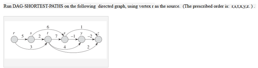 Solved Run DAG-SHORTEST-PATHS on the following directed | Chegg.com Solved Run DAG-SHORTEST-PATHS on the following directed | Chegg.com