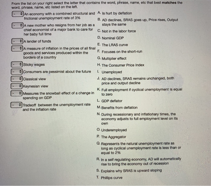 Solved From the list on your right select the letter that | Chegg.com