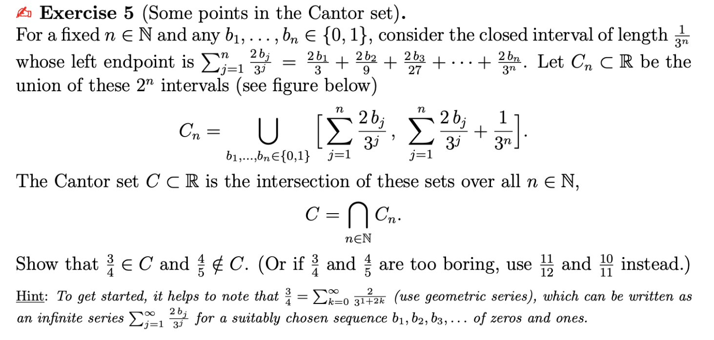 Solved Exercise 5 (Some points in the Cantor set).\\nFor a | Chegg.com