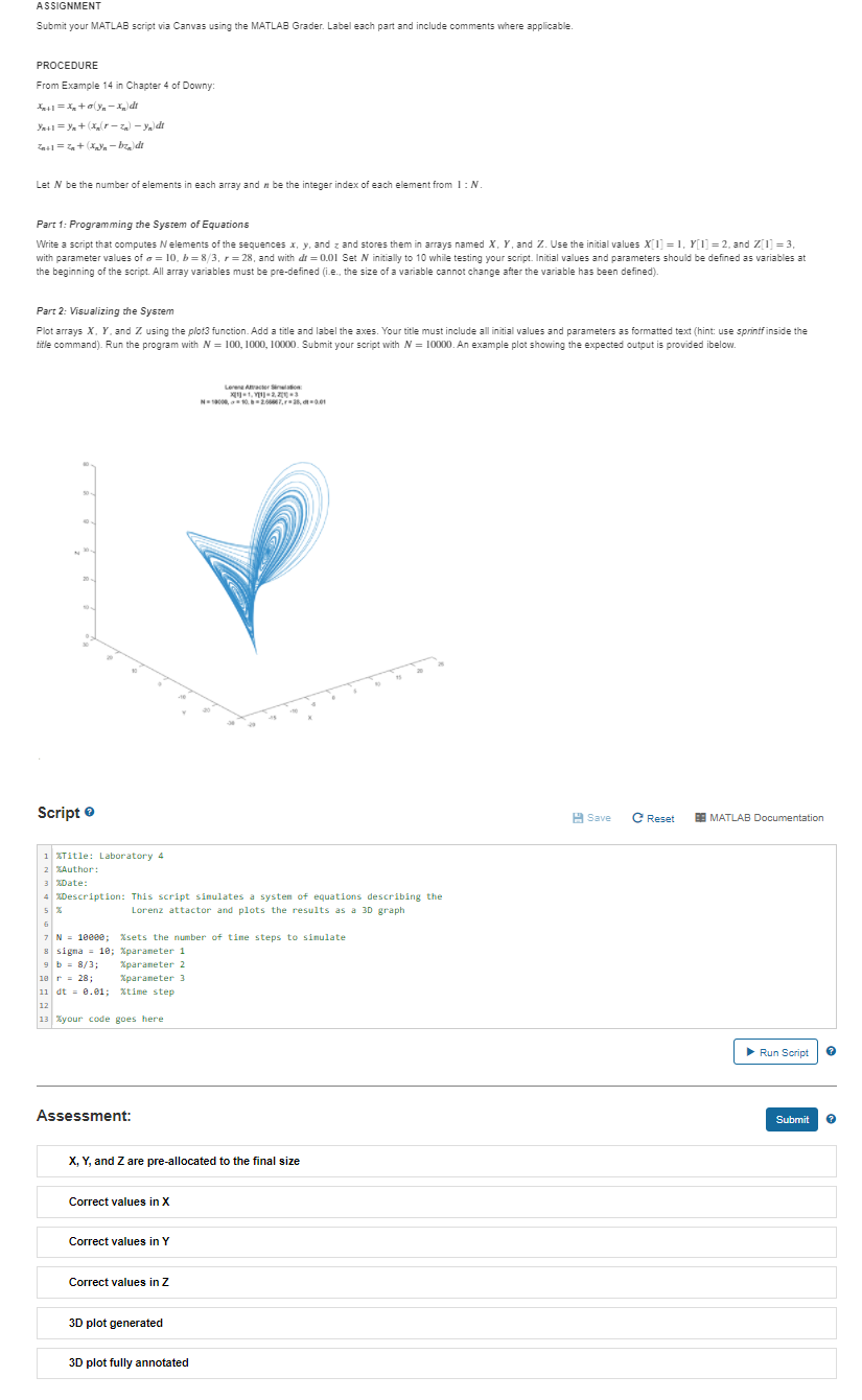 Solved Assignment Submit Your Matlab Script Via Canvas Using 9455