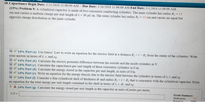 Solved oS Capacitance Begin Date: 2/21/2018 11:00:00 AM- Due | Chegg.com