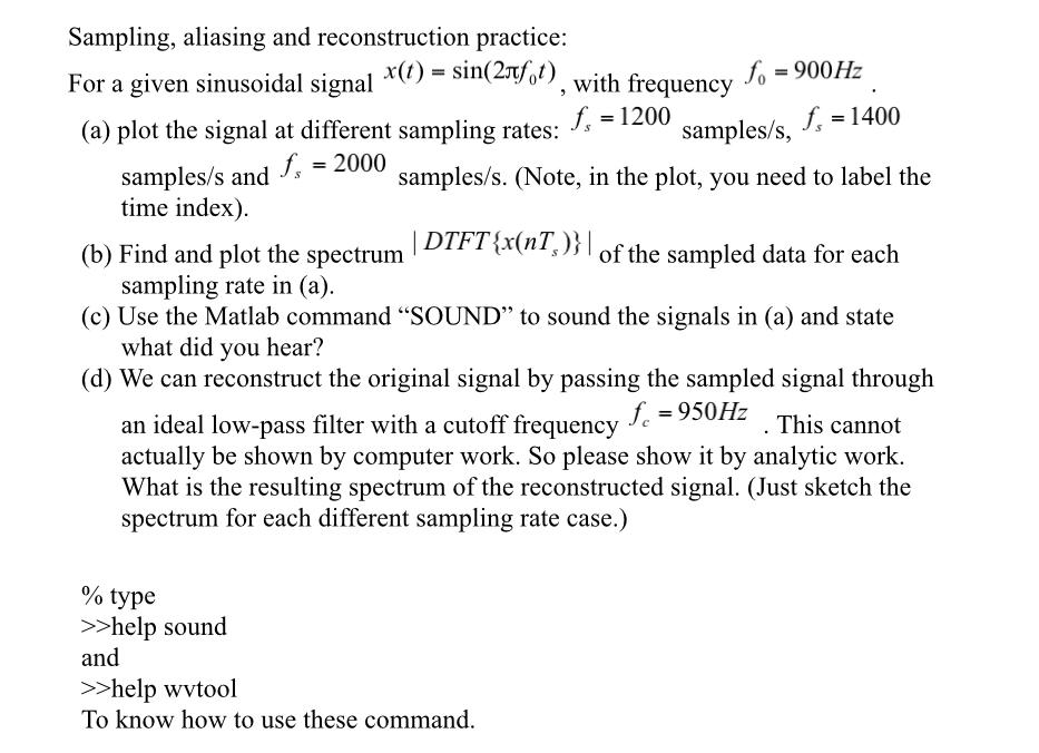 Sampling Aliasing And Reconstruction Practice For A