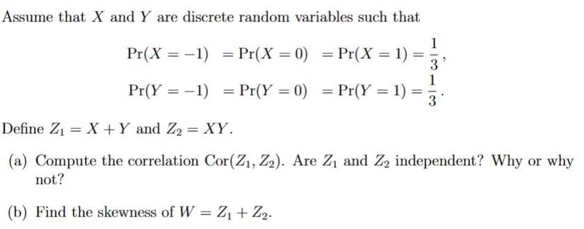 Solved Assume that X and Y are discrete random variables | Chegg.com