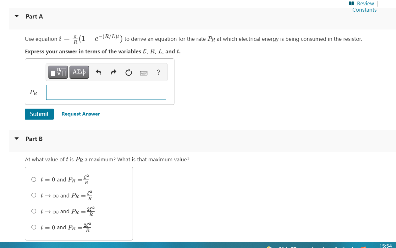 Solved II Review | Constants Part A Consider the circuit in | Chegg.com