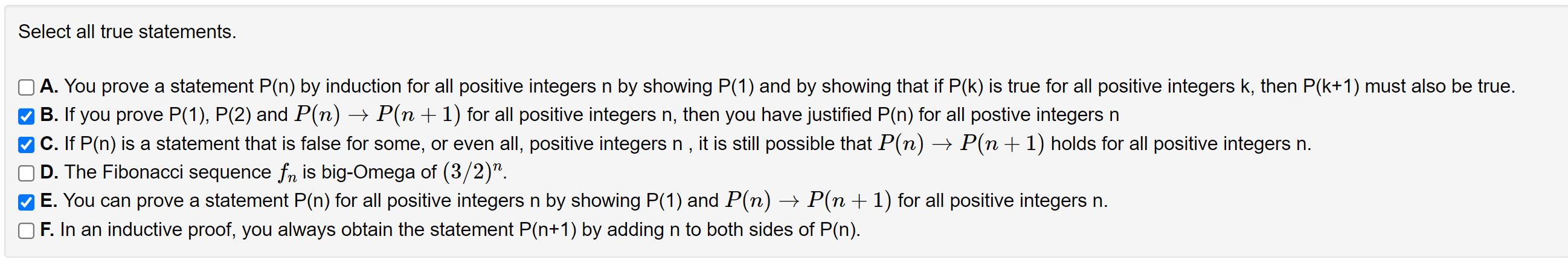 Solved Select all true statements. A. You prove a statement | Chegg.com