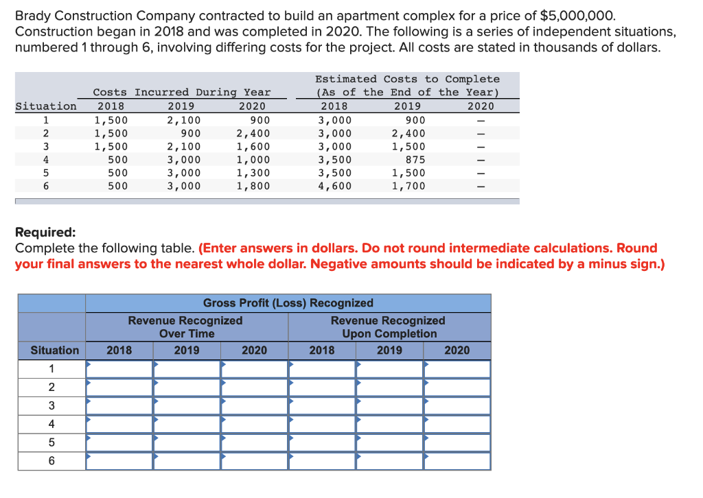 Solved Brady Construction Company contracted to build an | Chegg.com