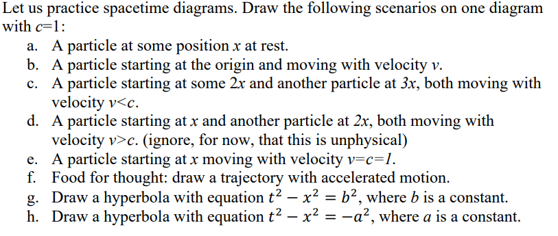 Solved Let us practice spacetime diagrams. Draw the | Chegg.com