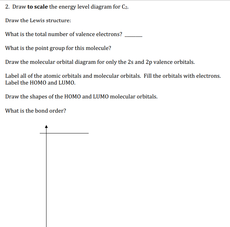 Solved 2. Draw to scale the energy level diagram for C2. | Chegg.com