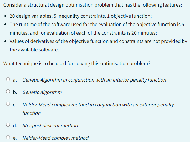 Solved Consider A Structural Design Optimisation Problem