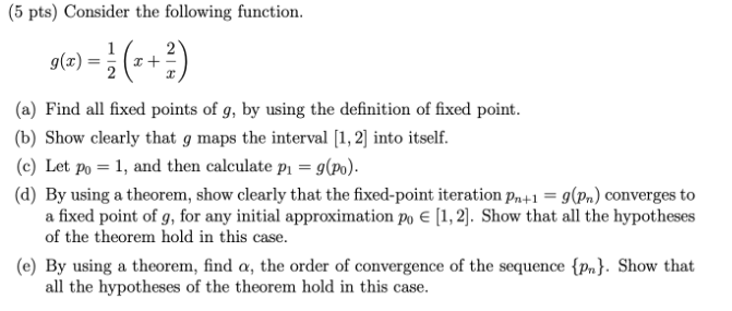 Solved 5 Pts Consider The Following Function 