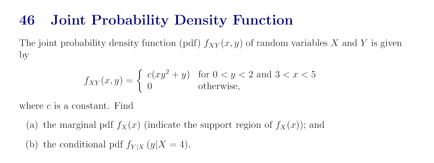 Solved 46 Joint Probability Density Function The joint | Chegg.com