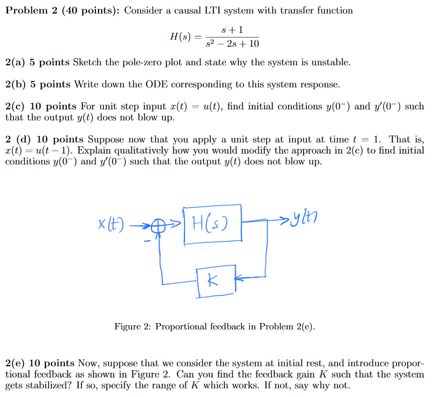 Solved Problem 2 (40 points): Consider a causal LTI system | Chegg.com