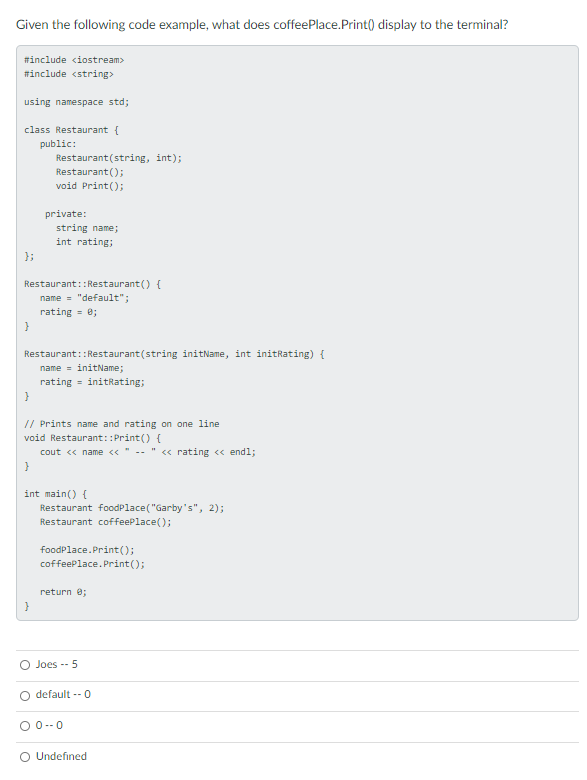 Solved Given the following code example, what does | Chegg.com