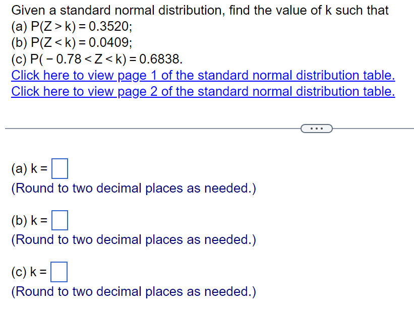 Solved Given a standard normal distribution, find the value | Chegg.com