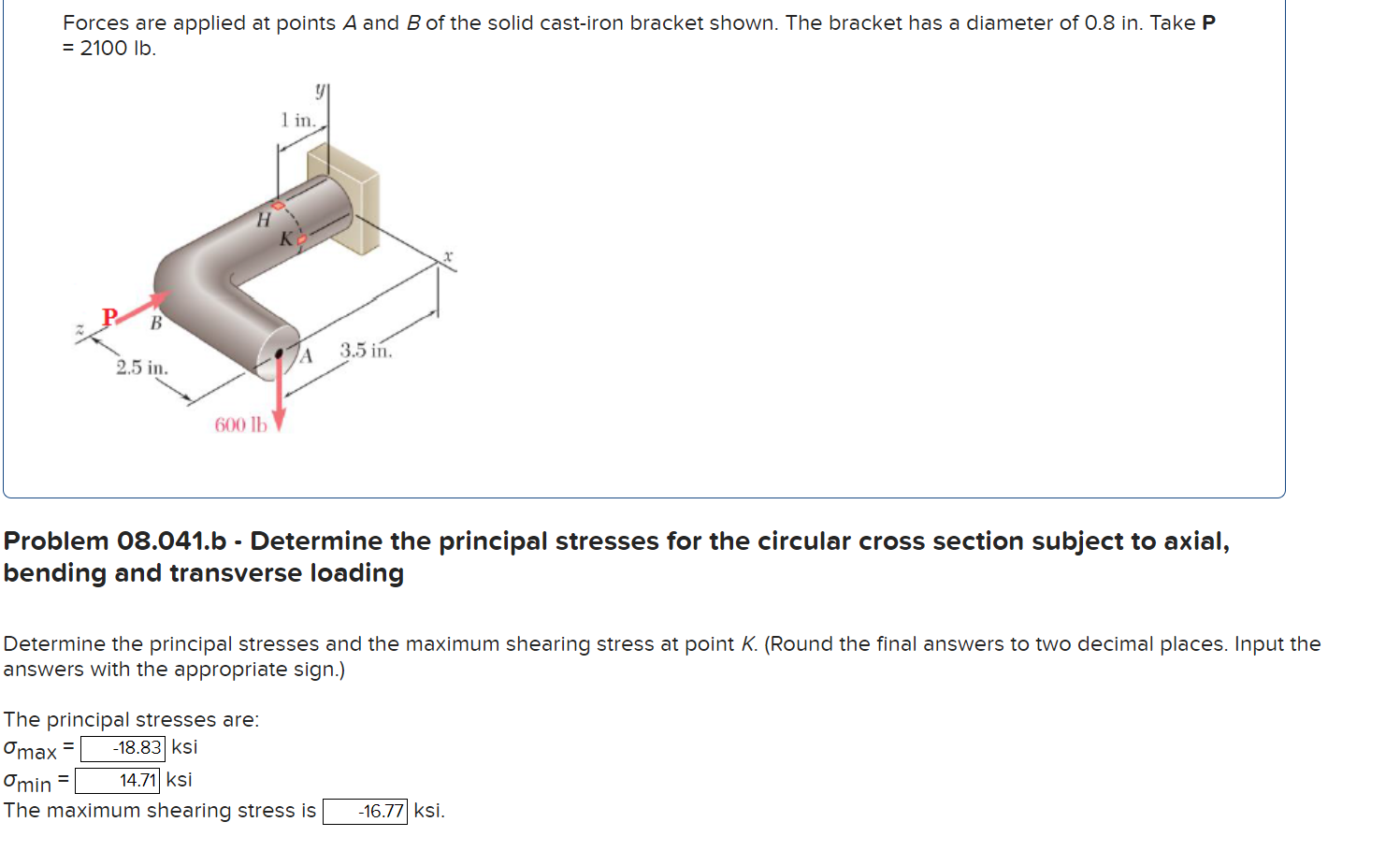 Solved Forces are applied at points A and B of the solid | Chegg.com