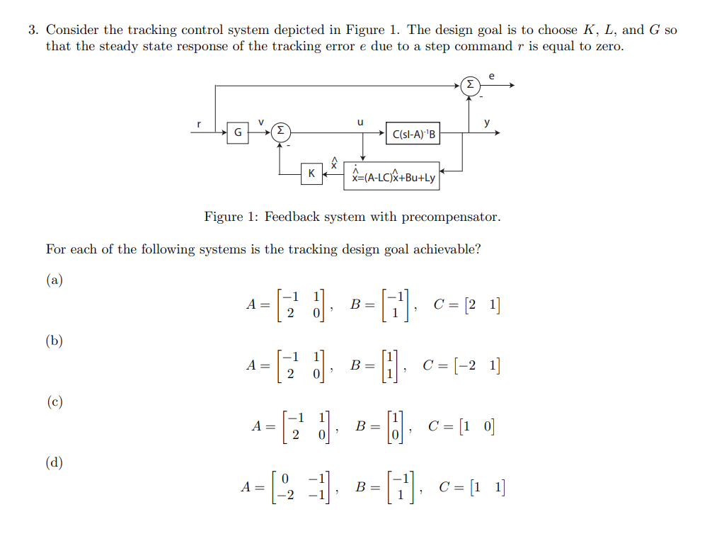 Solved 3. Consider the tracking control system depicted in | Chegg.com