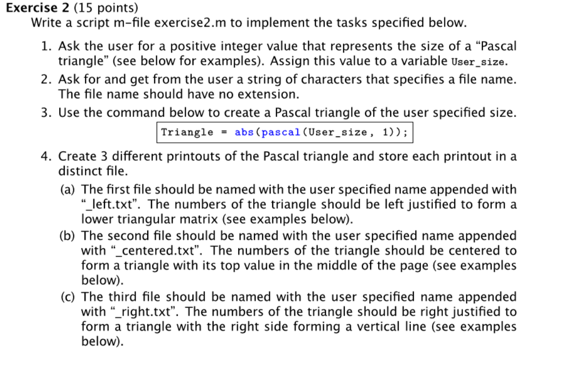 Exercise 2 15 Points Write A Script M File