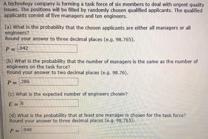 Solved A technology company is forming a task force of six | Chegg.com