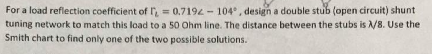 Solved For a load reflection coefficient of l, = 0.7192 - | Chegg.com