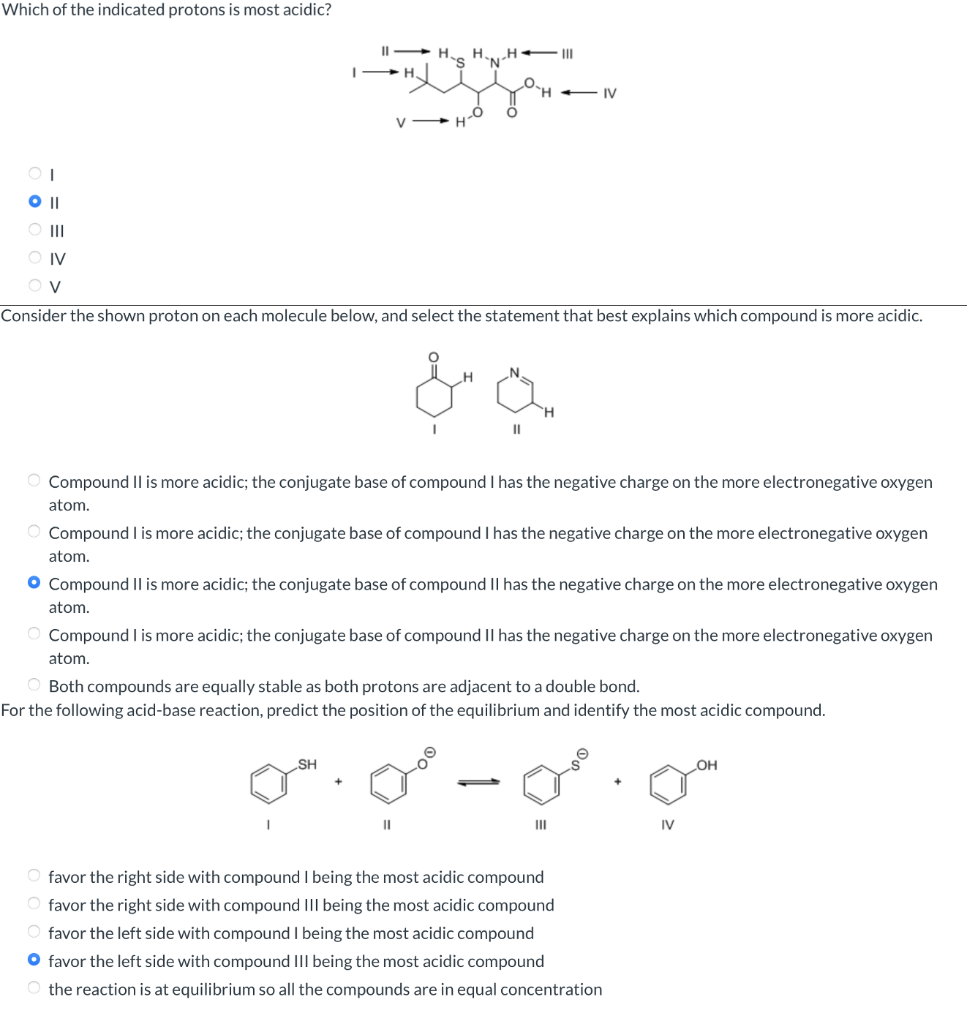 Solved Which of the indicated protons is most acidic? I II | Chegg.com