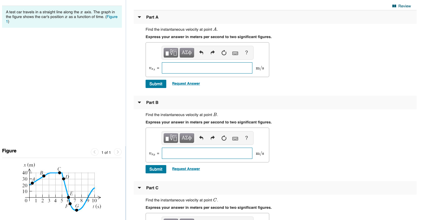 Solved Review A test car travels in a straight line along | Chegg.com