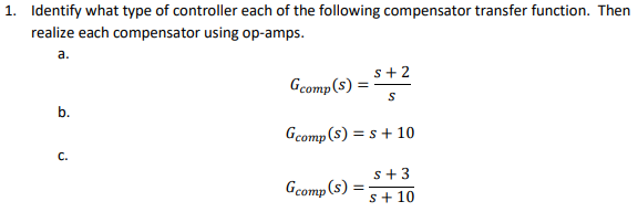1. Identify what type of controller each of the | Chegg.com