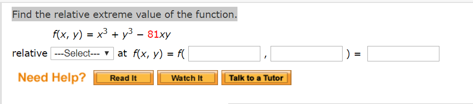 Solved Find the relative extreme value of the function. f(x, | Chegg.com