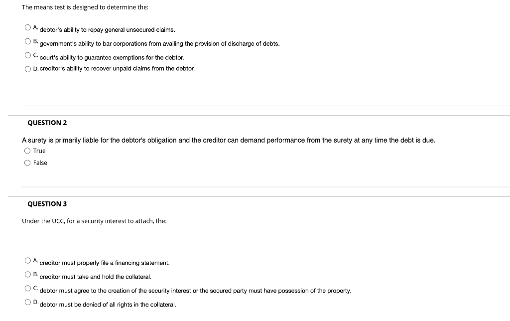 The means test is designed to determine the: A. | Chegg.com