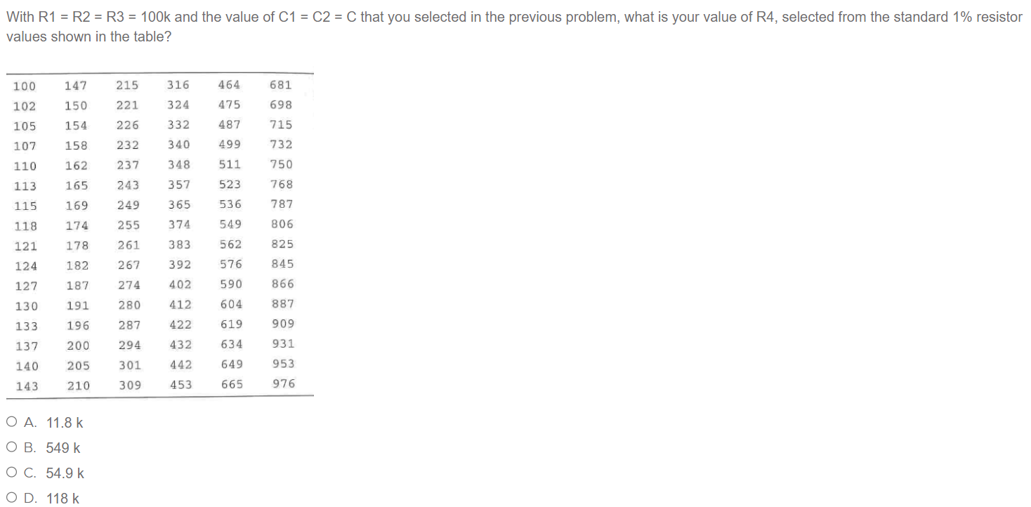 Solved With R1=R2=R3=100k and the value of C1=C2=C that you | Chegg.com