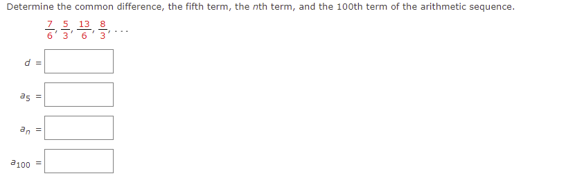 Solved Determine the common difference, the fifth term, the | Chegg.com