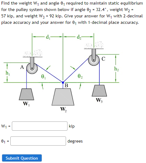 Solved Find the weight W4 and angle 0 required to maintain | Chegg.com
