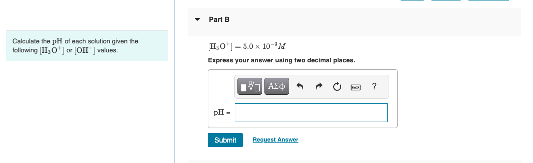 Solved Calculate the pH of each solution given the following | Chegg.com