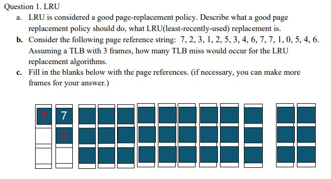 Solved Question 1. LRU a. LRU is considered a good | Chegg.com