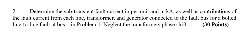 2. Determine the sub-transient fault current in | Chegg.com