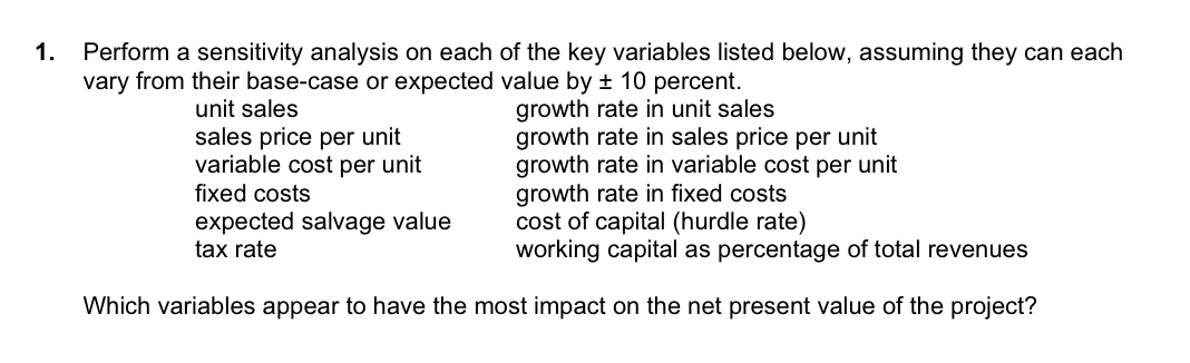 Solved $100,000−$10,6001. Perform a sensitivity analysis on | Chegg.com