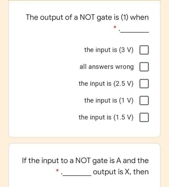 Solved The output of a NOT gate is (1) when the input is (3 | Chegg.com