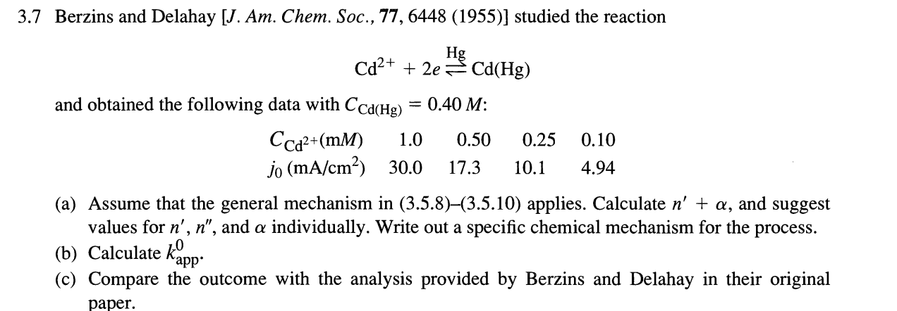 Solved Cd2++2e⇌HgCd(Hg) and obtained the following data with | Chegg.com