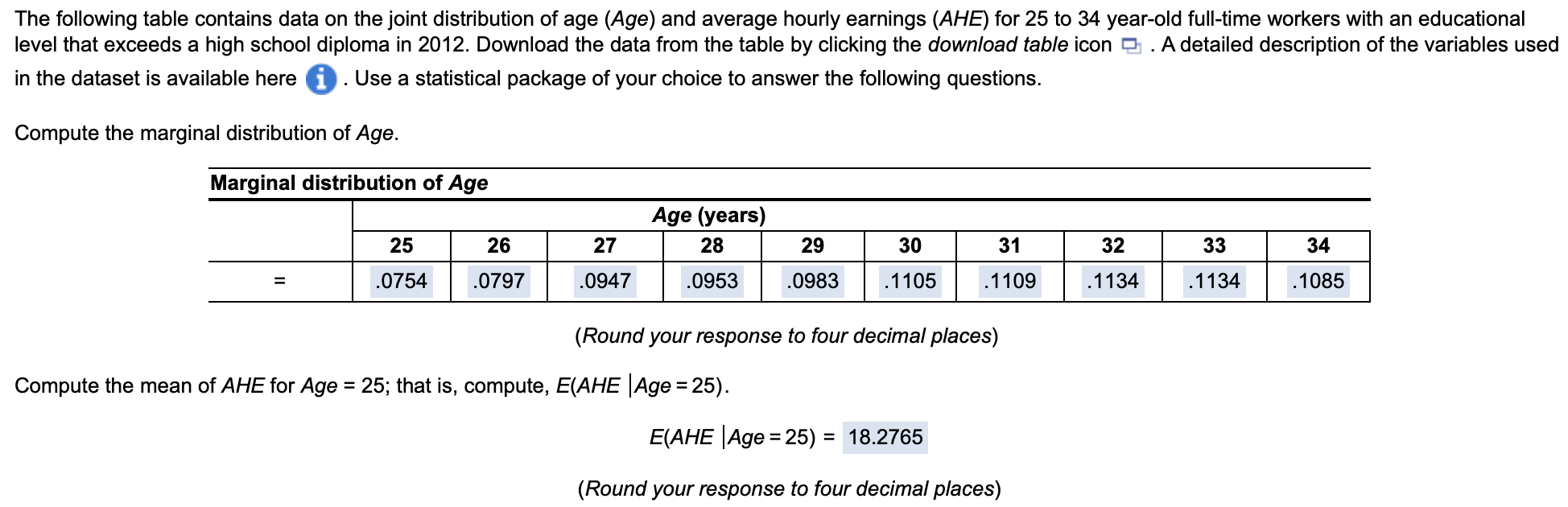 Solved The following table contains data on the joint | Chegg.com
