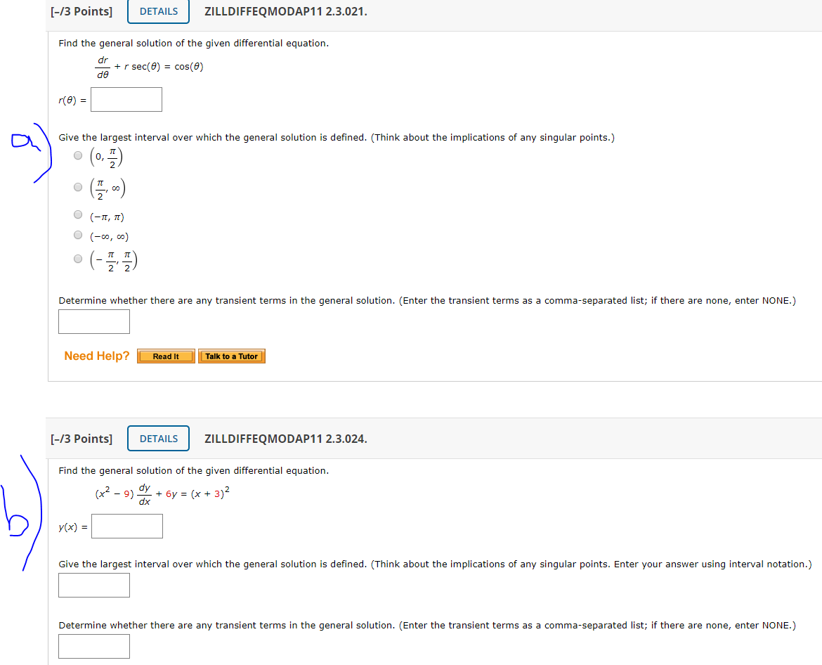 Solved [-/3 Points) DETAILS ZILLDIFFEQMODAP11 2.3.021. Find | Chegg.com