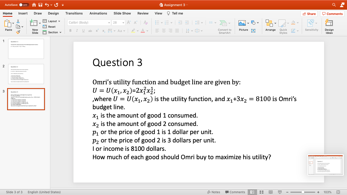 Solved AutoSave OFF Assignment 3 Home Insert Draw Design | Chegg.com