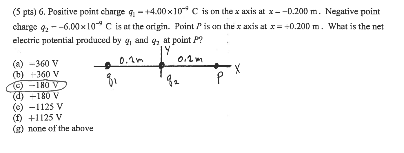 Solved (5 pts) 6 . Positive point charge q1=+4.00×10−9C is | Chegg.com