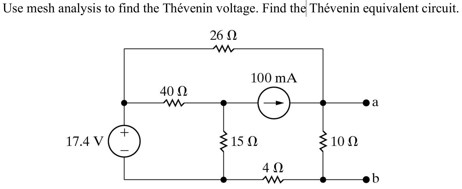 Solved Use mesh analysis to find the Thévenin voltage. Find | Chegg.com