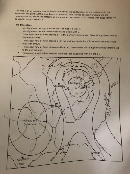 Solved is map is an air pressure map in the eastern part of | Chegg.com