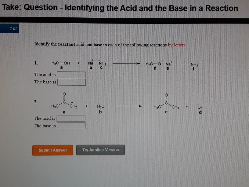 Solved identify the following reactant and base in each of | Chegg.com
