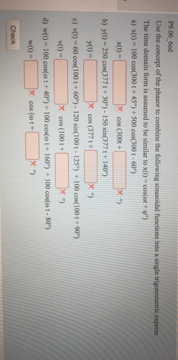 Solved P9.06 6ed Use the concept of the phasor to combine | Chegg.com