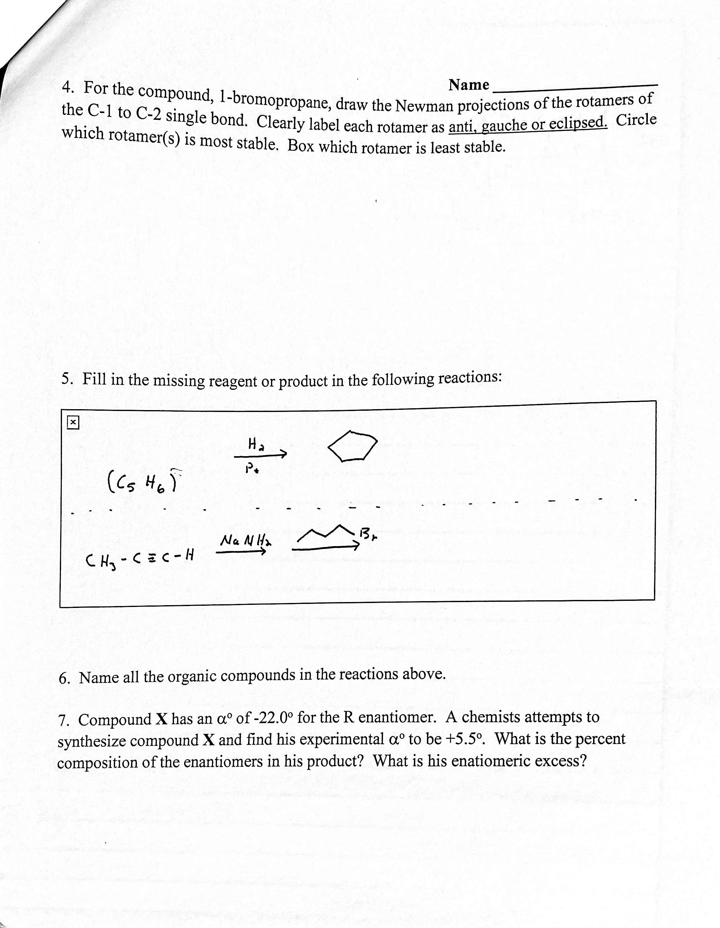 Solved 4. For the compound, 1-bromopropane, draw the Newman | Chegg.com