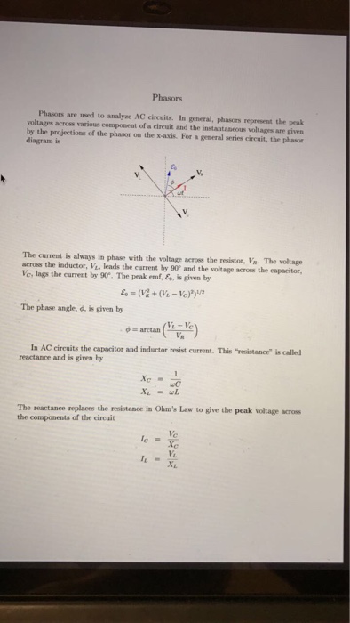Solved Phasors Phasors are used to analyze AC circuits. In | Chegg.com